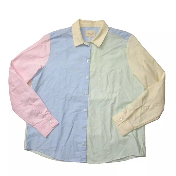Sezane | Tops | Nwt Sezane Tomboy Shirt In Mix Pastel Color Colorblock ...